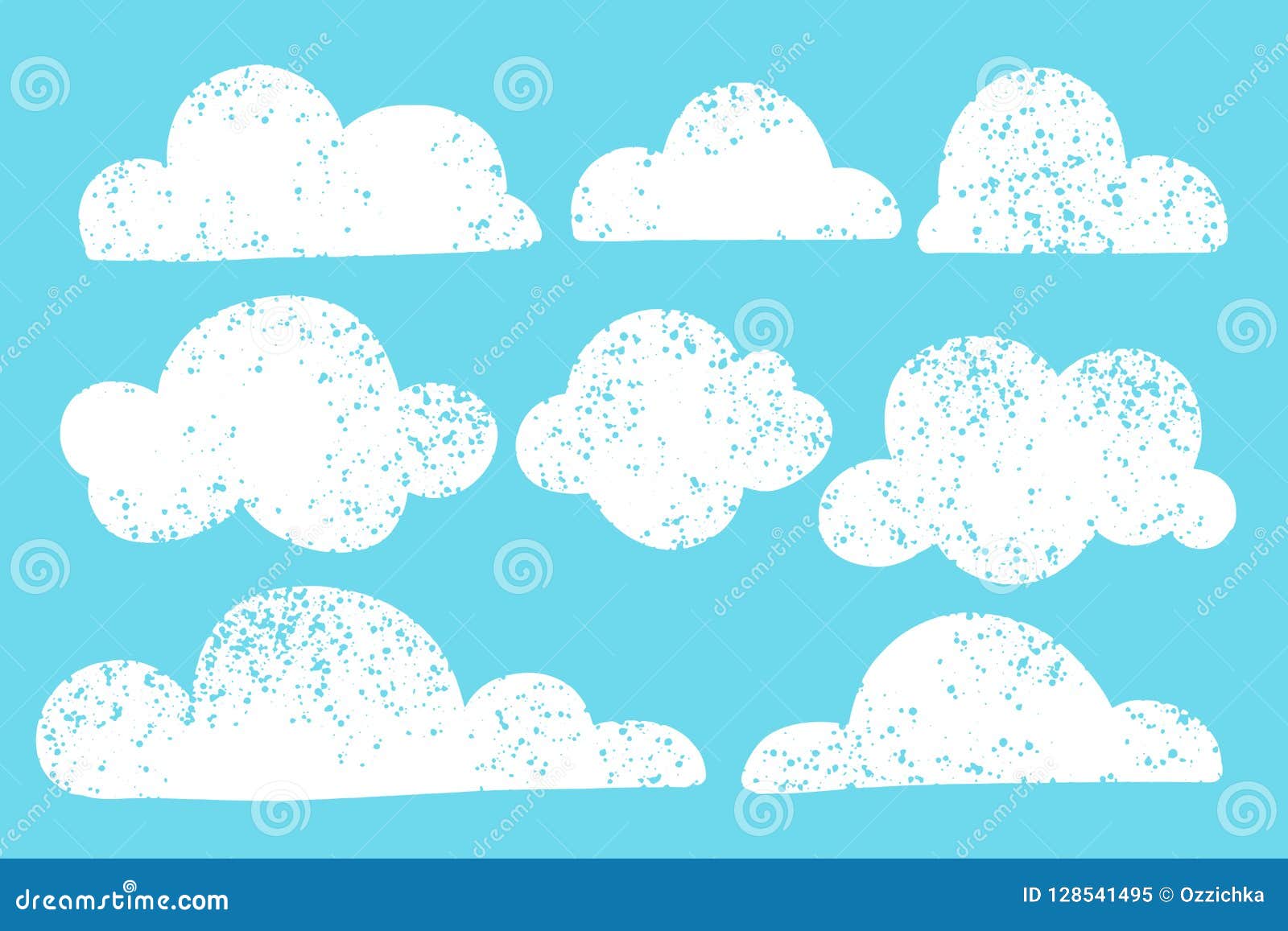 Hand Drawn Cloud Collection. Textured Simple Elements for Design. Set ...