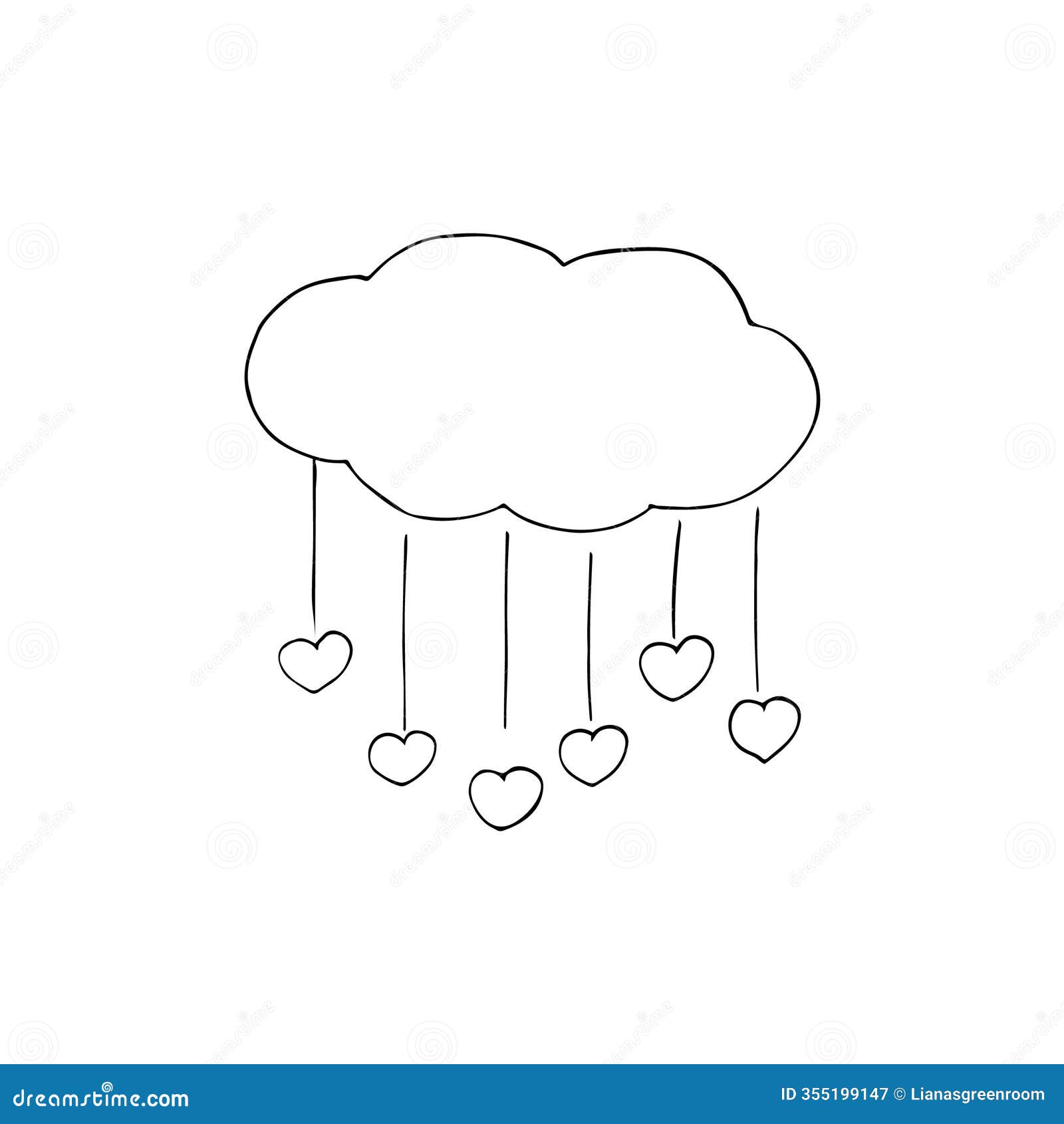 A Hand-drawn Cloud with Hearts. Rain instead of Drops, Hearts Stock ...