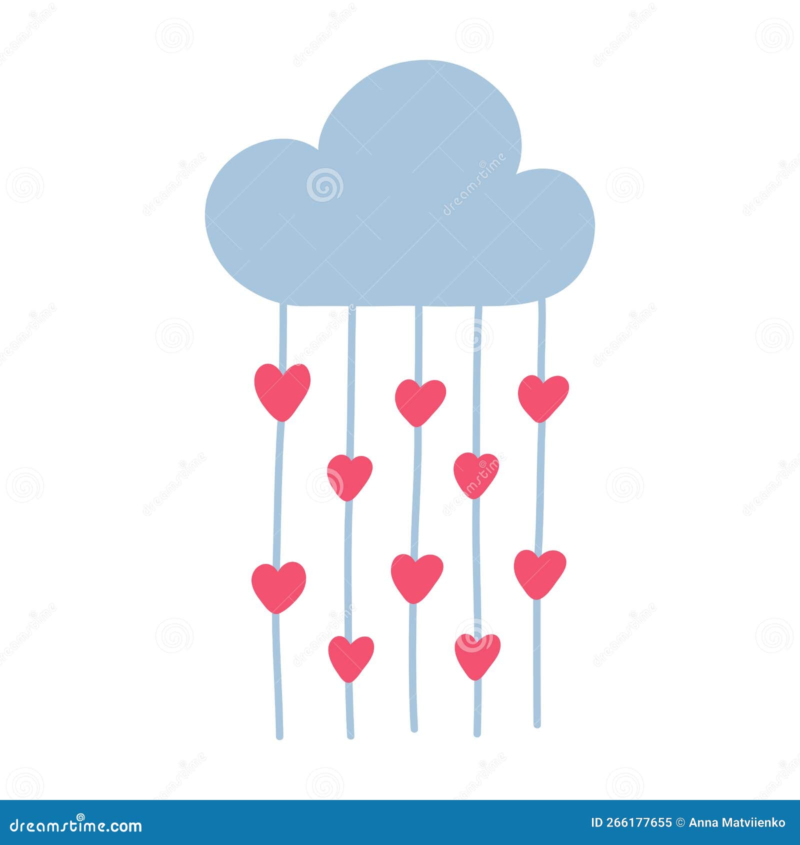 Hand Drawn Cloud Raining with Hearts Doodle Stock Vector - Illustration ...