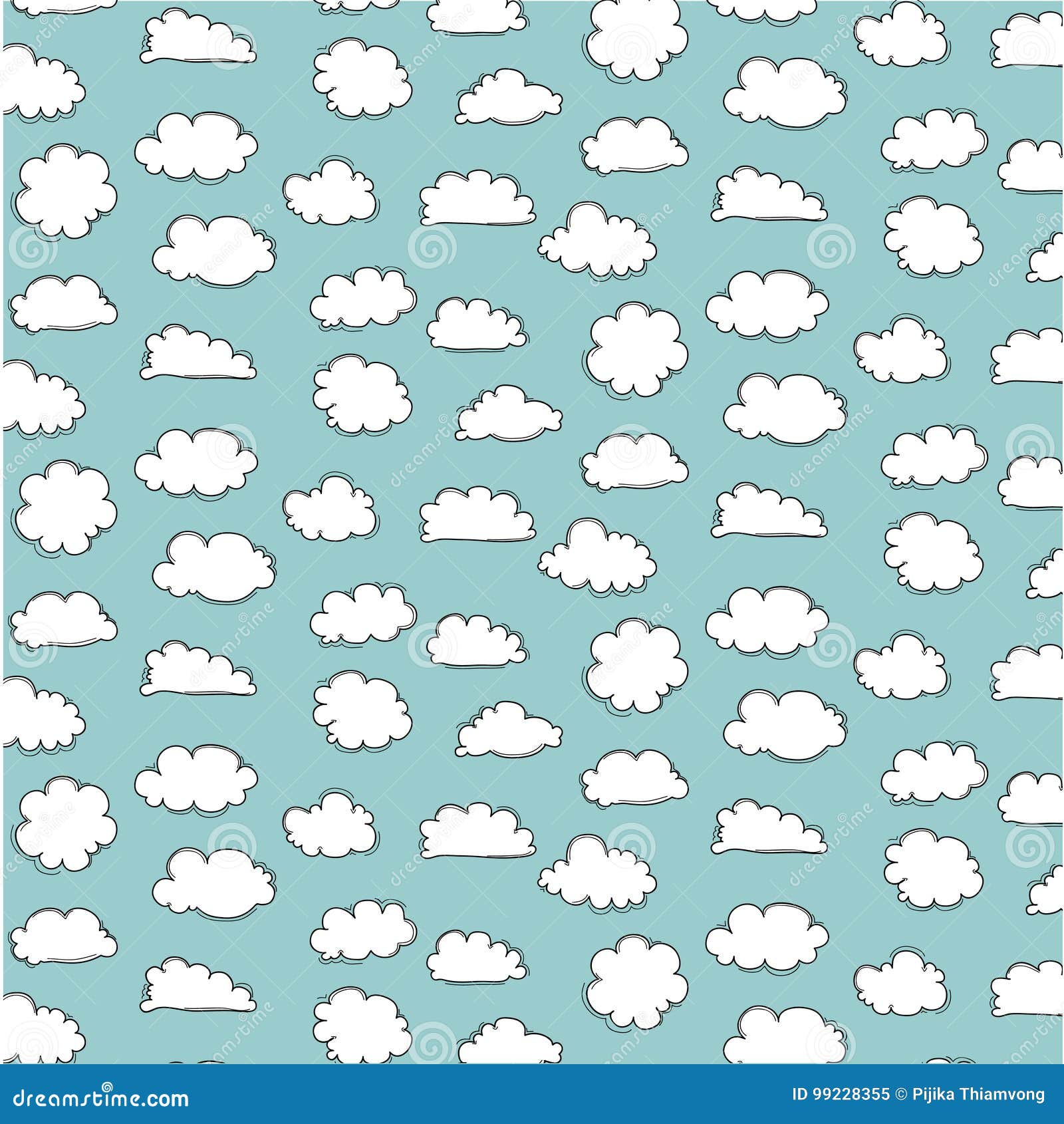 Hand Drawn Clouds Pattern. stock vector. Illustration of meteorology ...