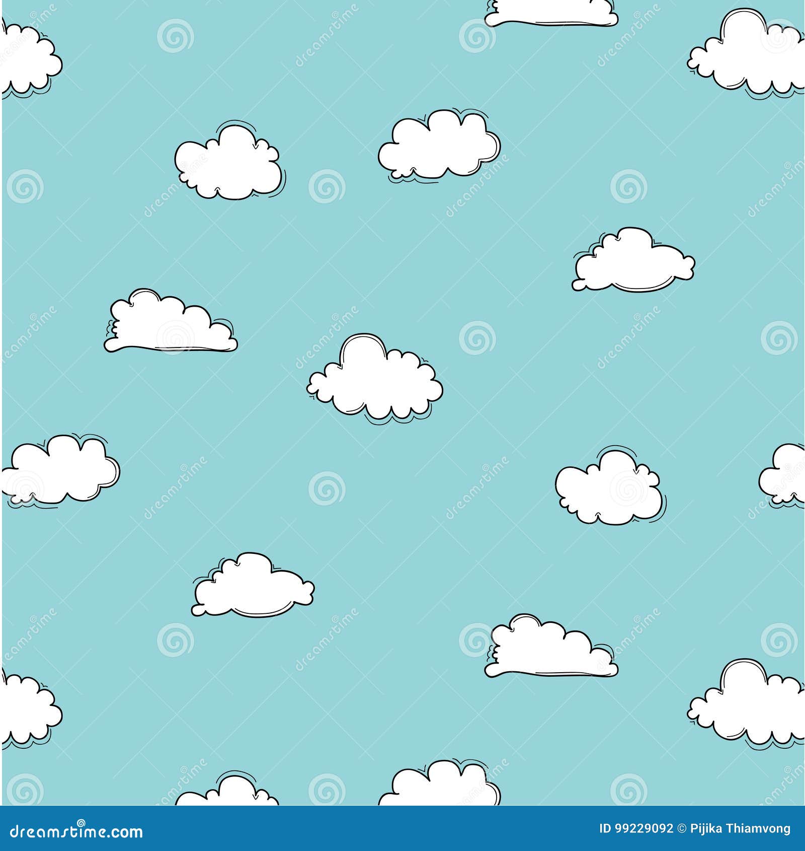 Hand Drawn Clouds Pattern. stock vector. Illustration of cloudy - 99229092