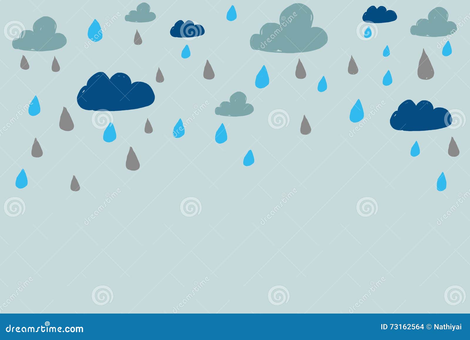Hand drawn clouds and rain stock illustration. Illustration of cartoon ...