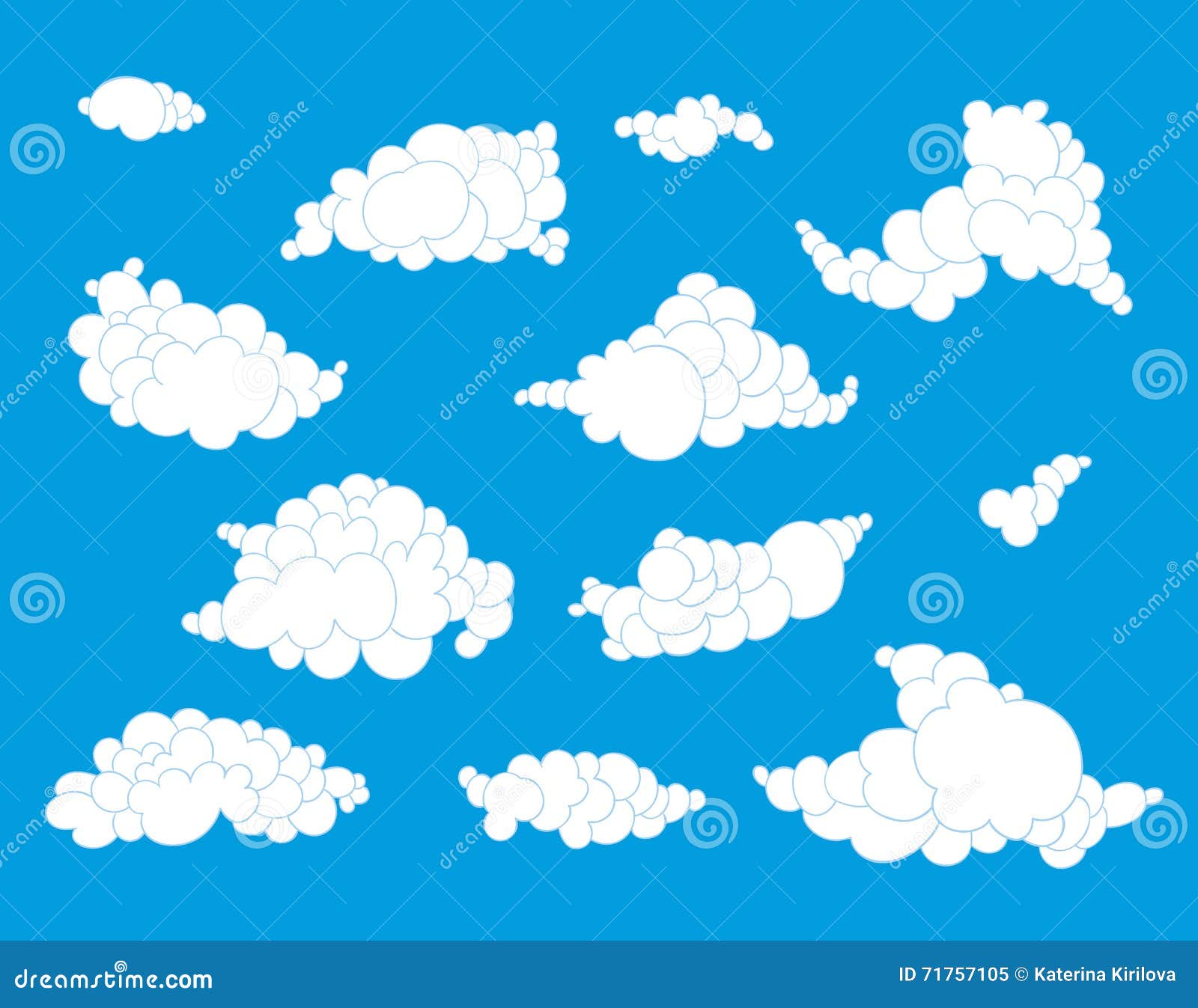 Hand drawn clouds set stock vector. Illustration of drawn - 71757105