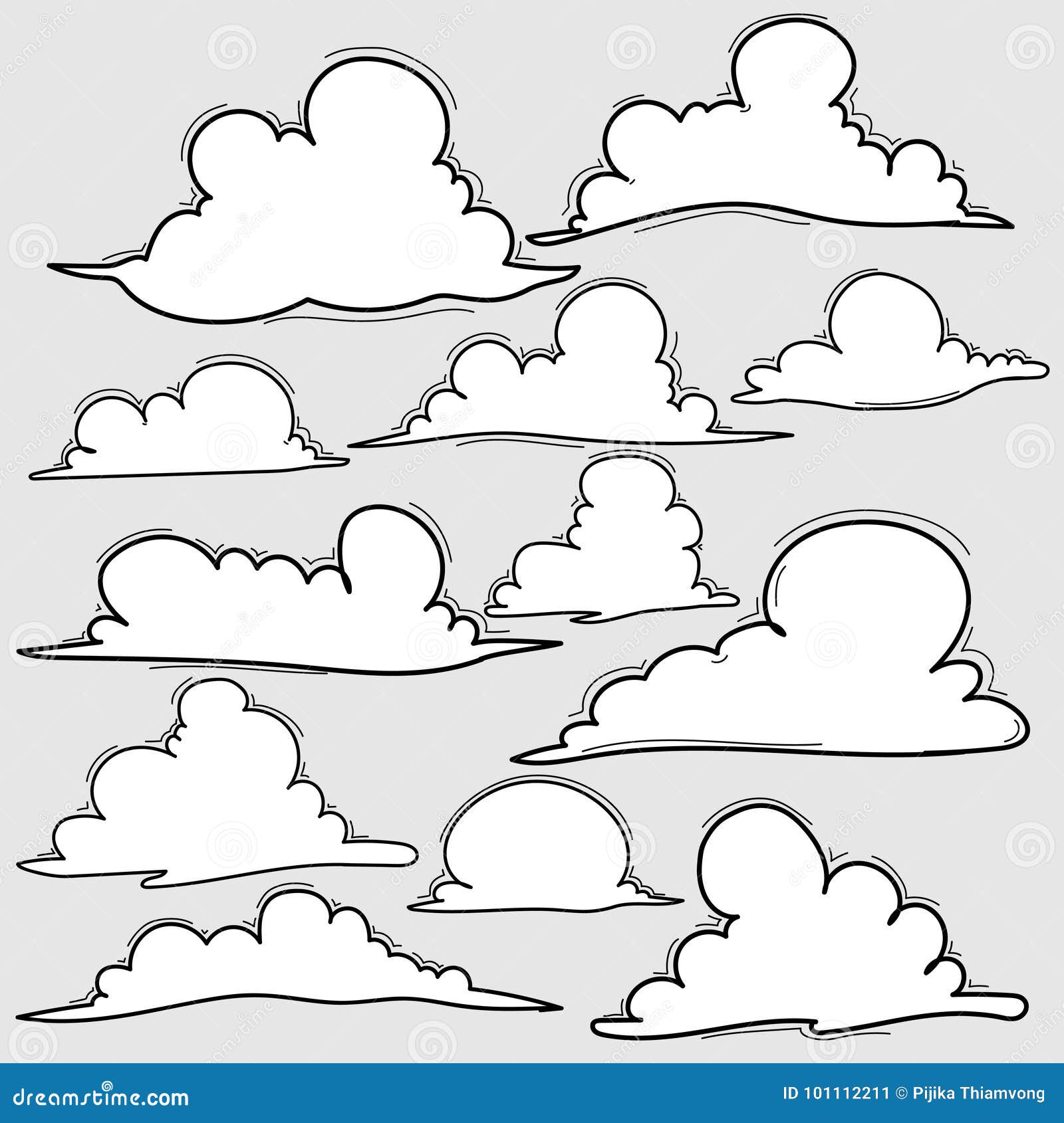 Hand Drawn Clouds Set. stock vector. Illustration of graphic - 101112211