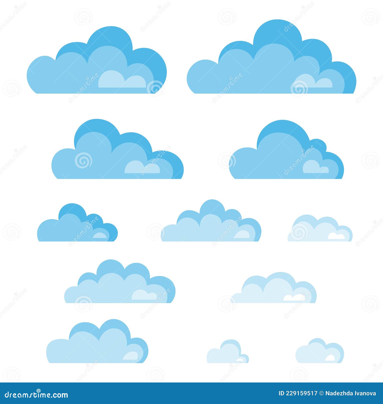 Hand Drawn Clouds Set Vector Illustration. Stock Vector - Illustration ...