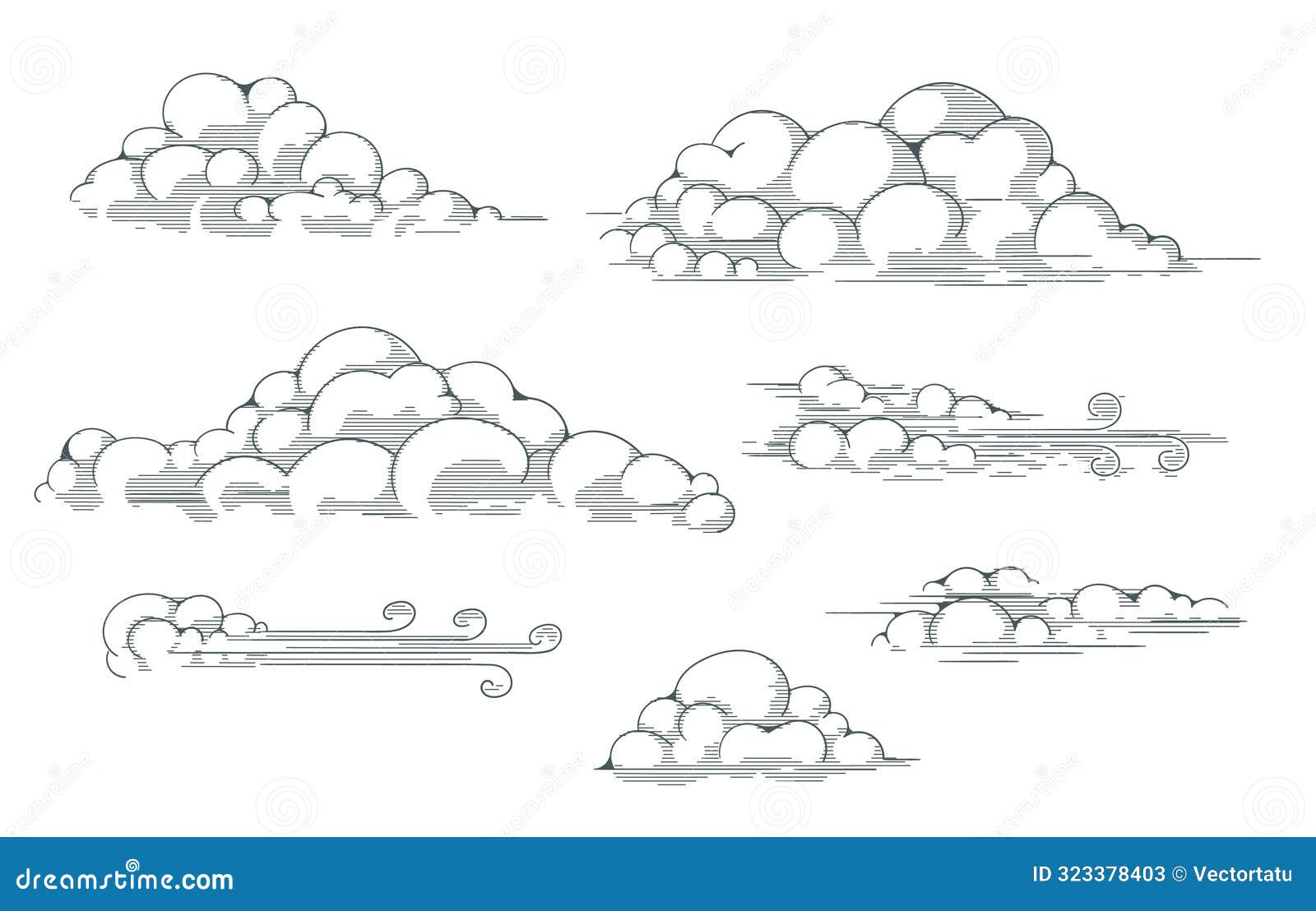 Hand drawn clouds sketch stock vector. Illustration of symbol - 323378403