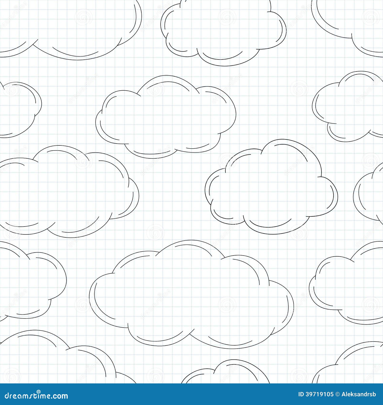 Hand Drawn Clouds on Squared Paper Stock Vector - Illustration of ...
