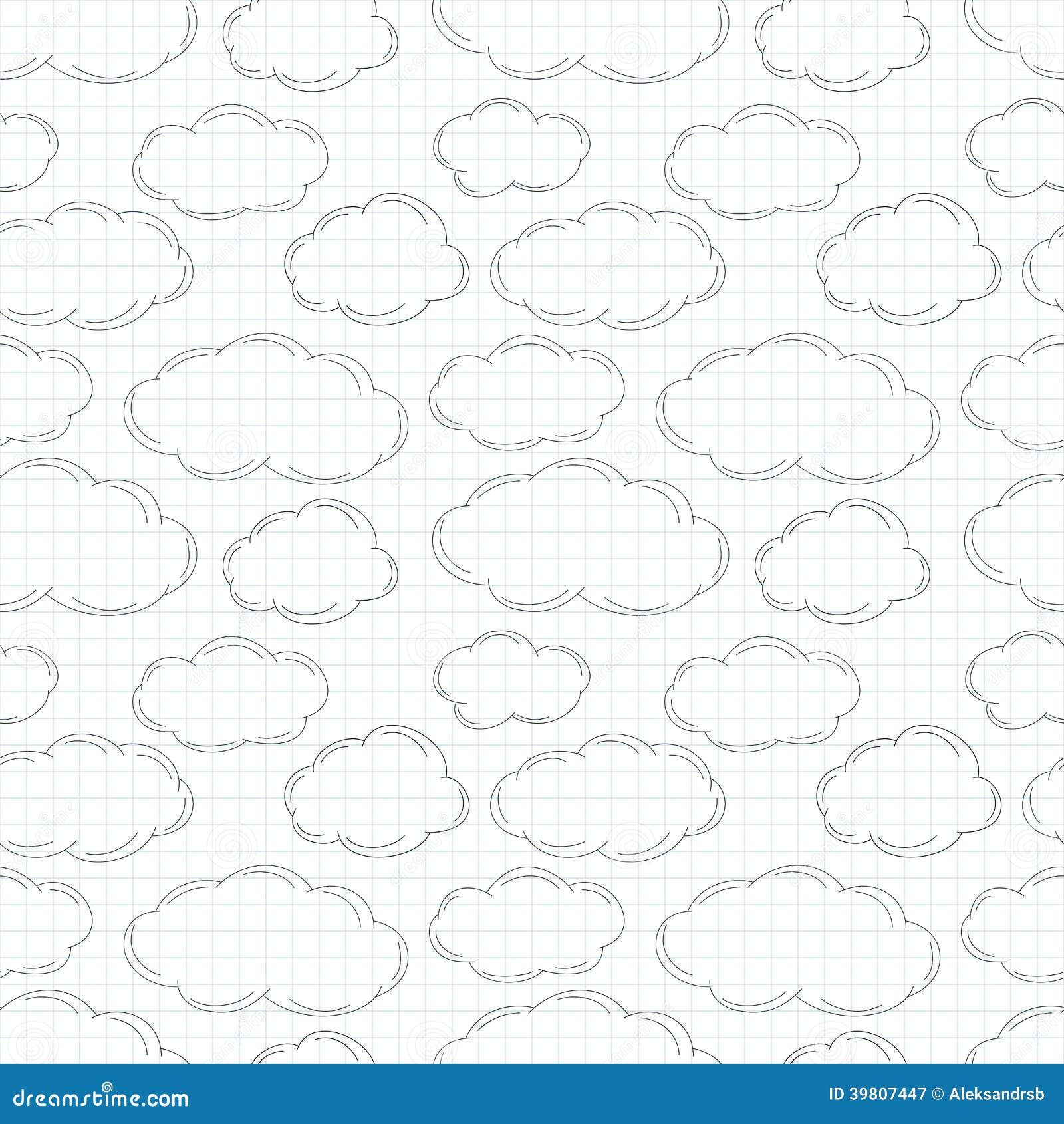 Hand Drawn Clouds on Squared Paper Stock Vector - Illustration of page ...