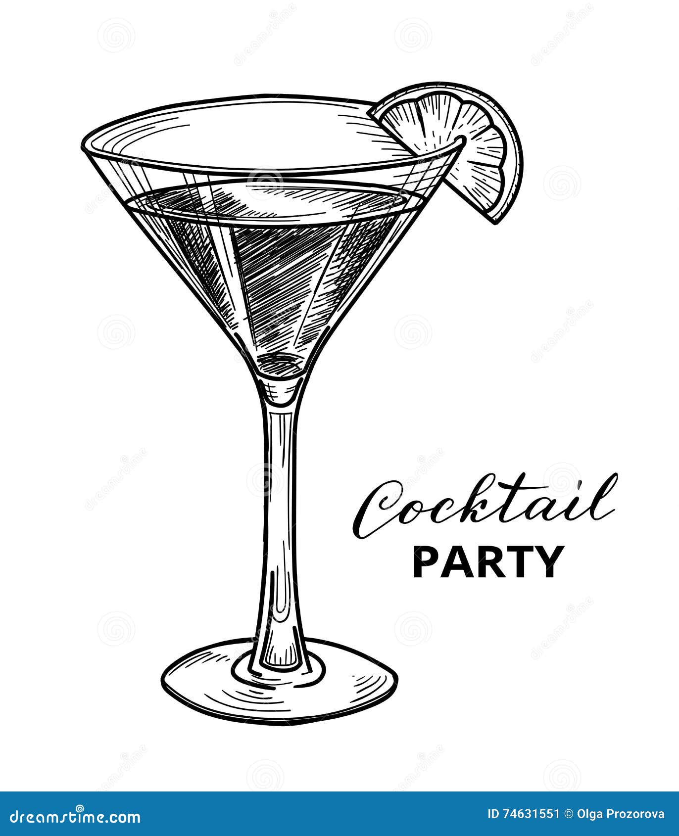 Hand Drawn Cocktail, Vector Illustration Stock Vector - Illustration of ...
