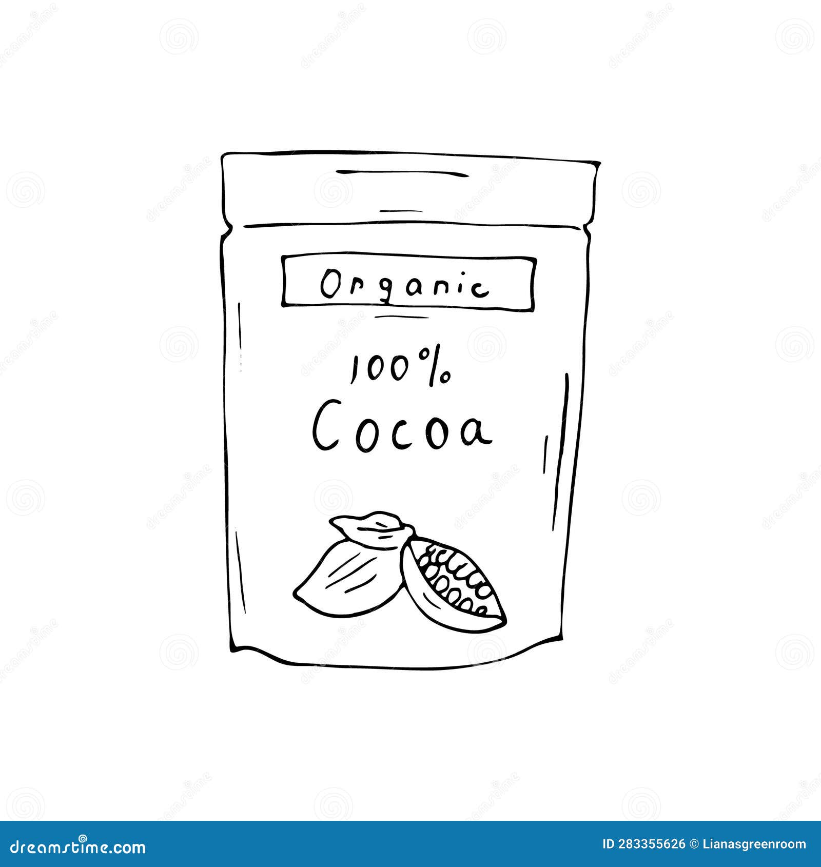 Hand-drawn Cocoa Powder in Pack Stock Vector - Illustration of ...