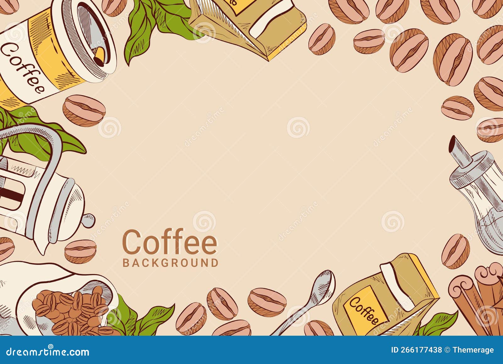Hand Drawn Coffee Background in Illustration and Vector Stock Vector ...