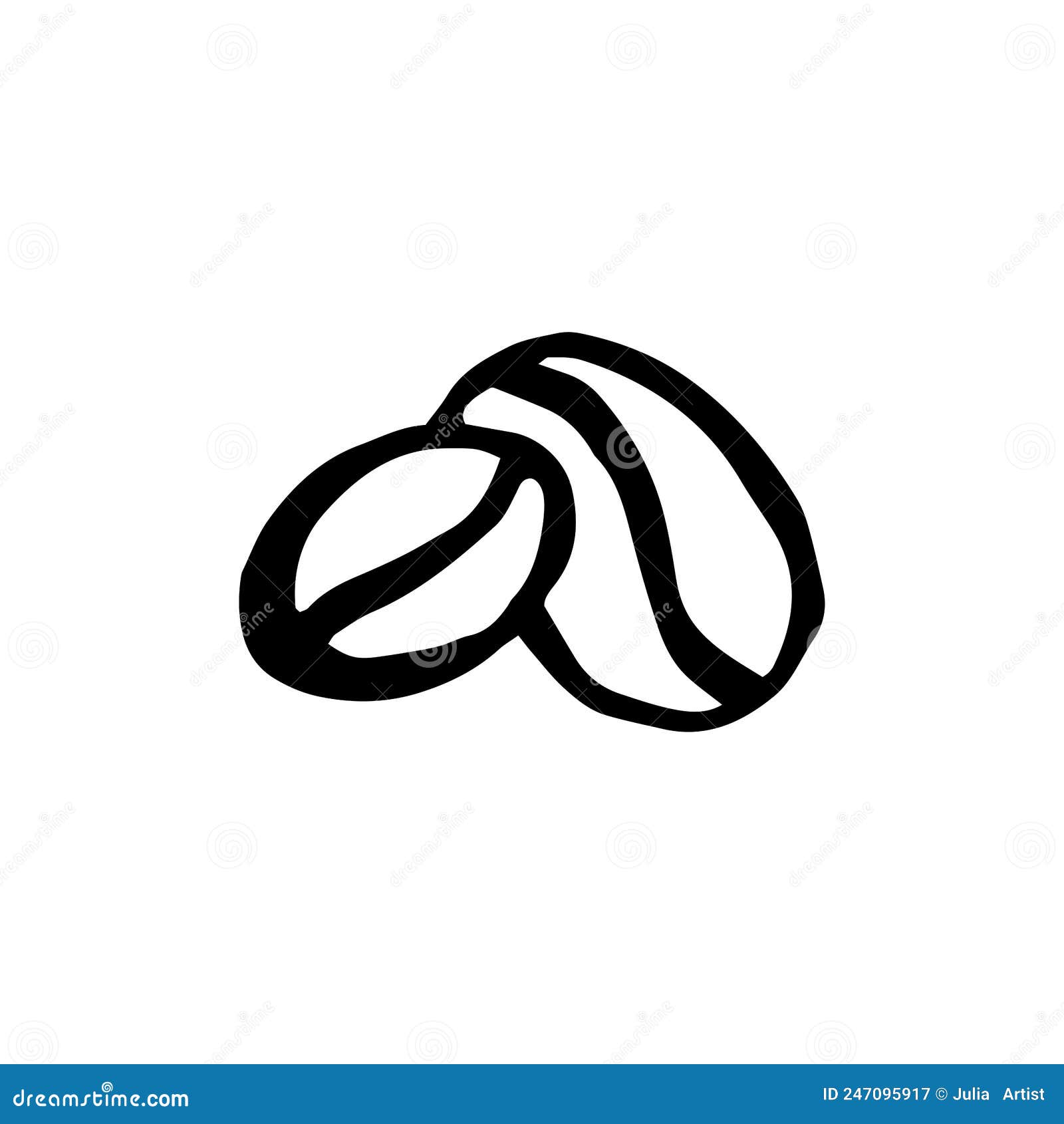 Hand-drawn Coffee Bean Doodle. Black on White Stock Vector ...