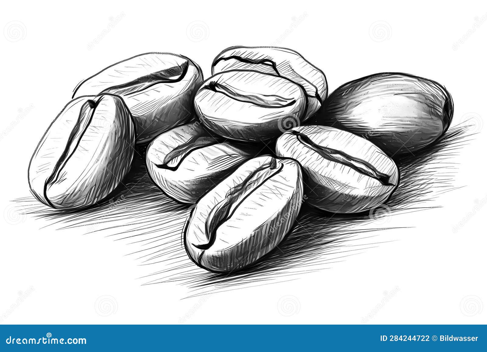 Hand Drawn Coffee Beans. Generative Ai Design Stock Illustration ...