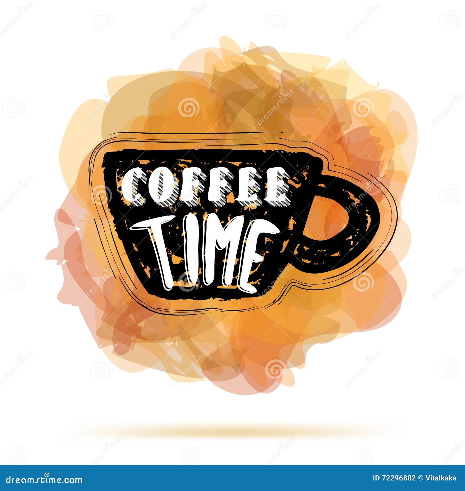 Hand Drawn Coffee Cup with Lettering Stock Vector - Illustration of ...