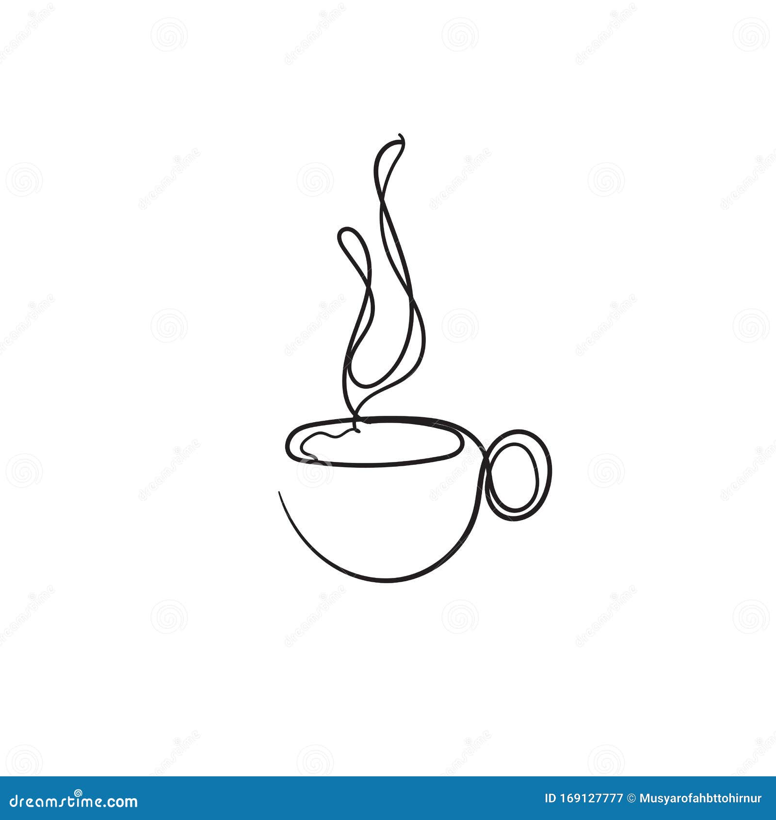 Hand Drawn Coffee Icon Vector Design Template with One Line Style ...