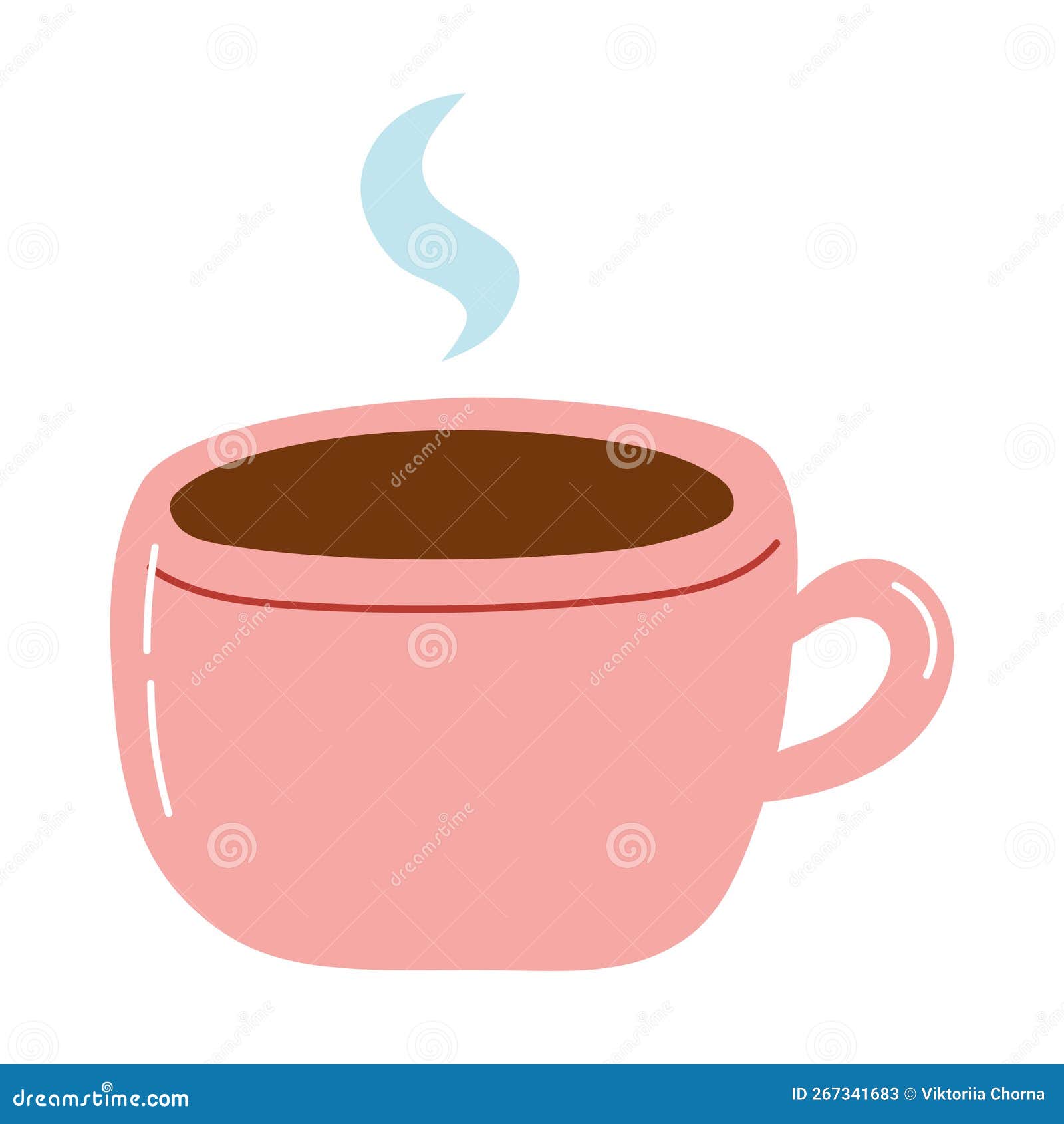 Hand Drawn Coffee Mug Icon. Flat Vector Illustration of Cup with Coffee ...