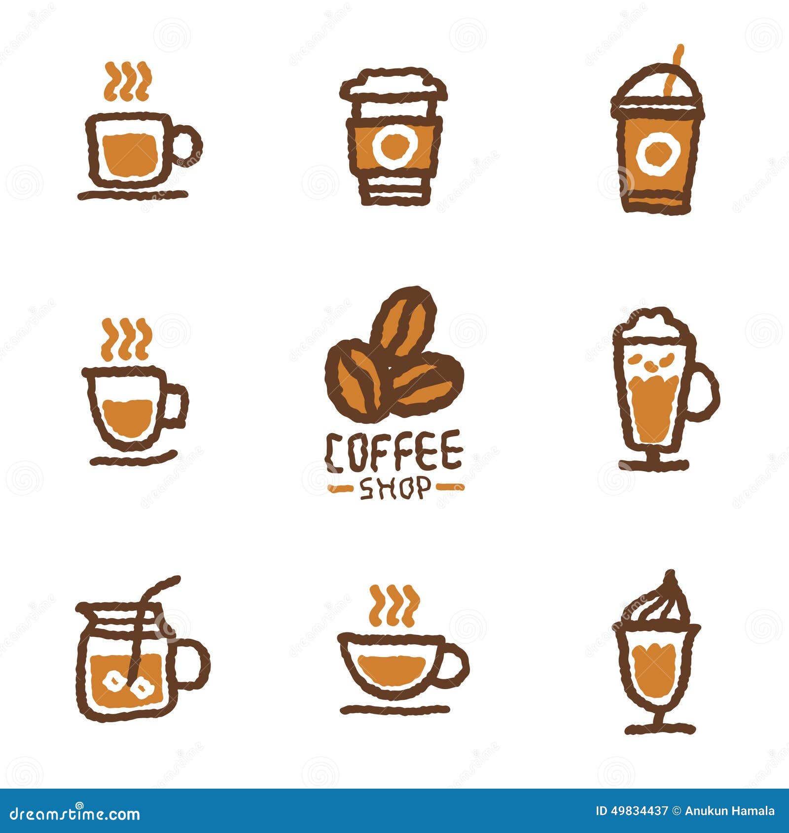 Hand Drawn Coffee Set Collection Stock Vector - Illustration of morning ...