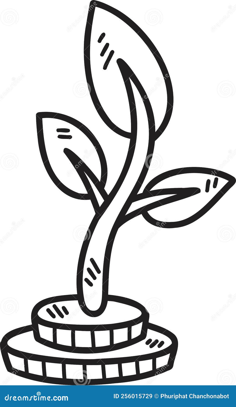 Hand Drawn Coins and Trees Illustration Stock Vector - Illustration of ...