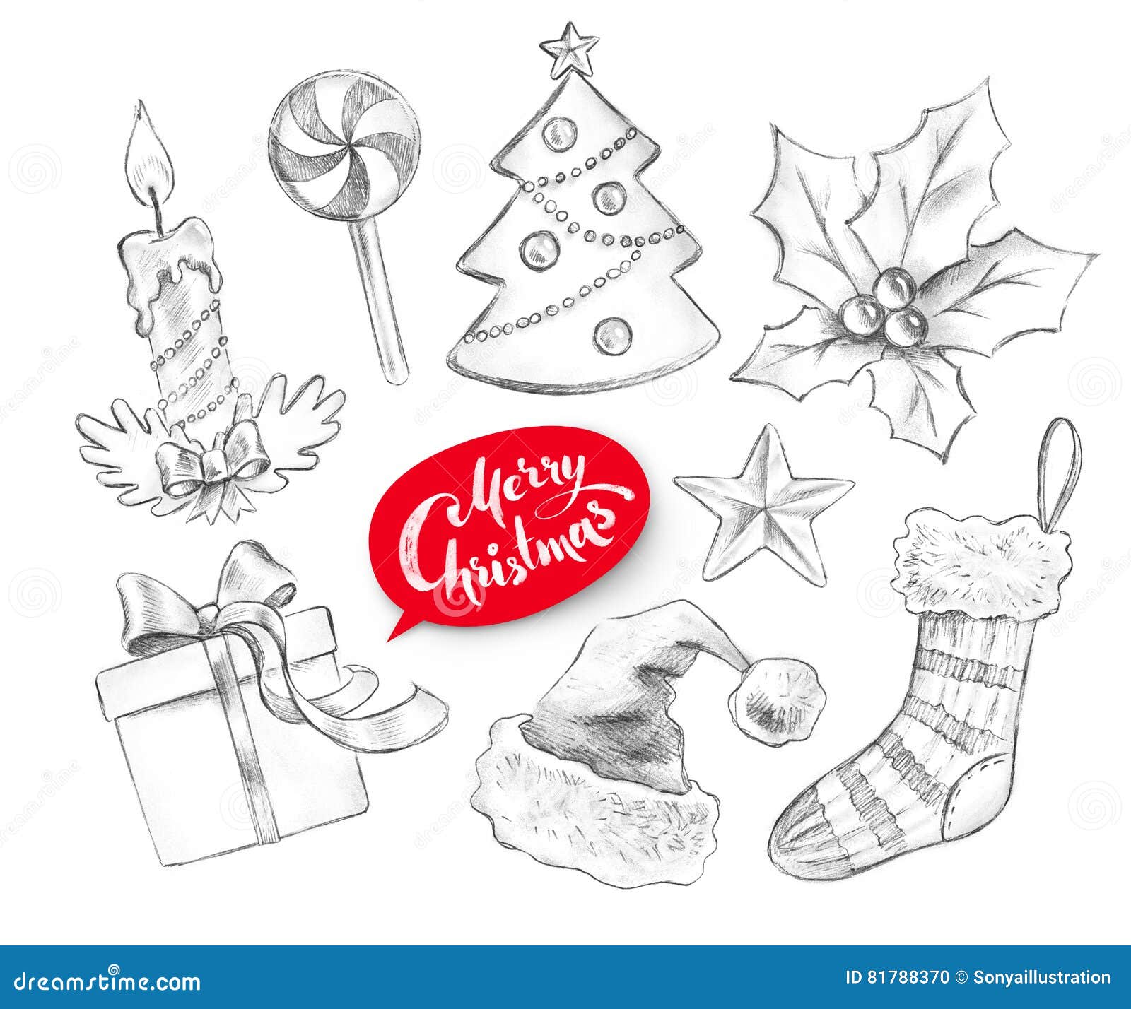 Hand Drawn Collection of Christmas Objects Stock Illustration ...