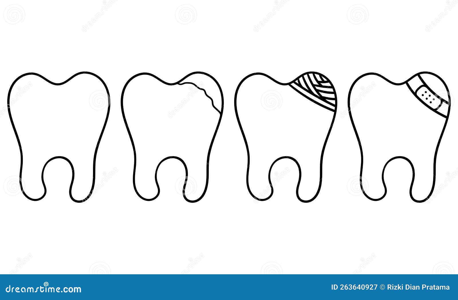 Hand Drawn Collection of Healthy Teeth and Sick Teeth Stock Vector ...