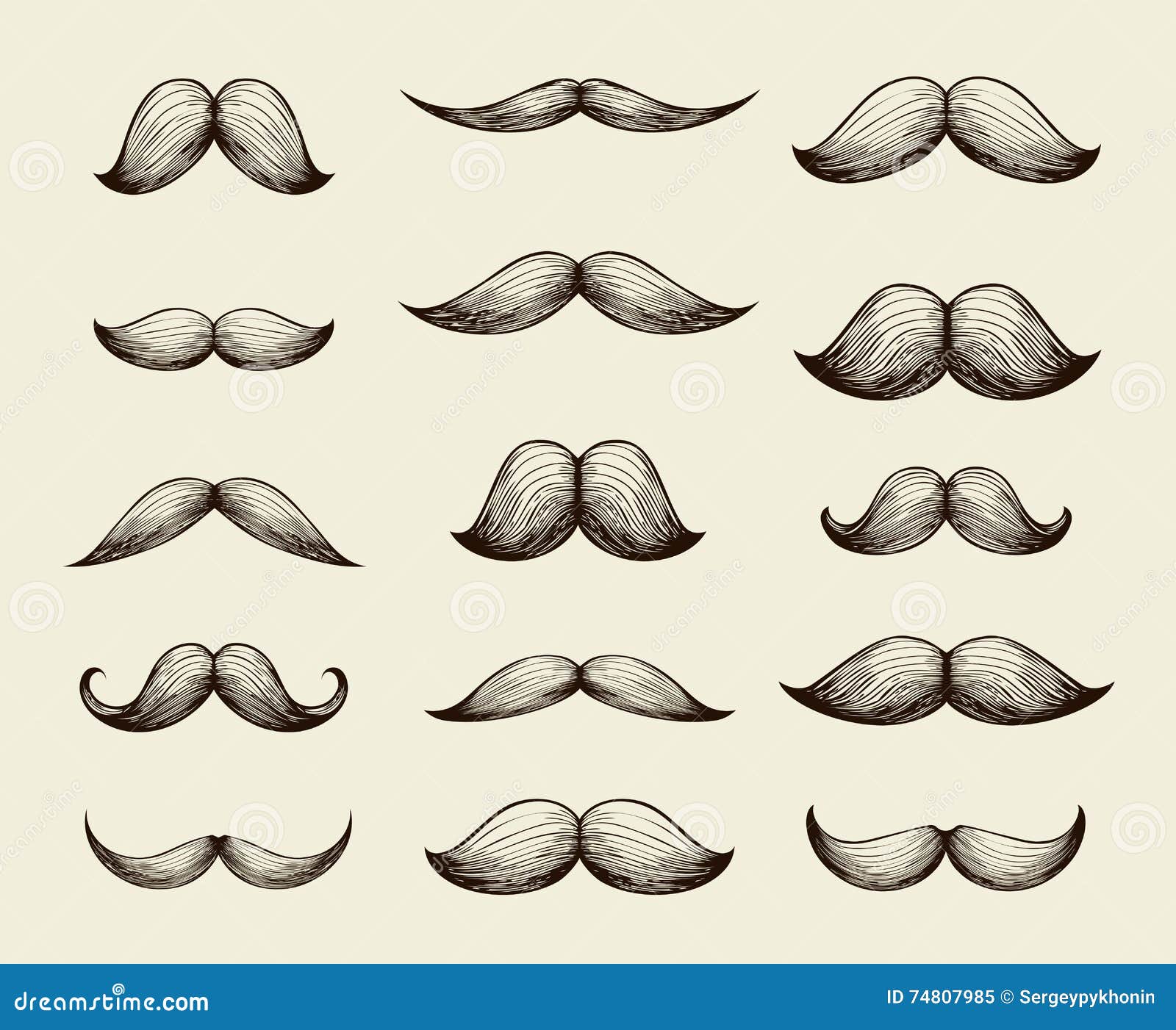 Hand Drawn Collection of Mustache. Vector Illustration Stock Vector ...