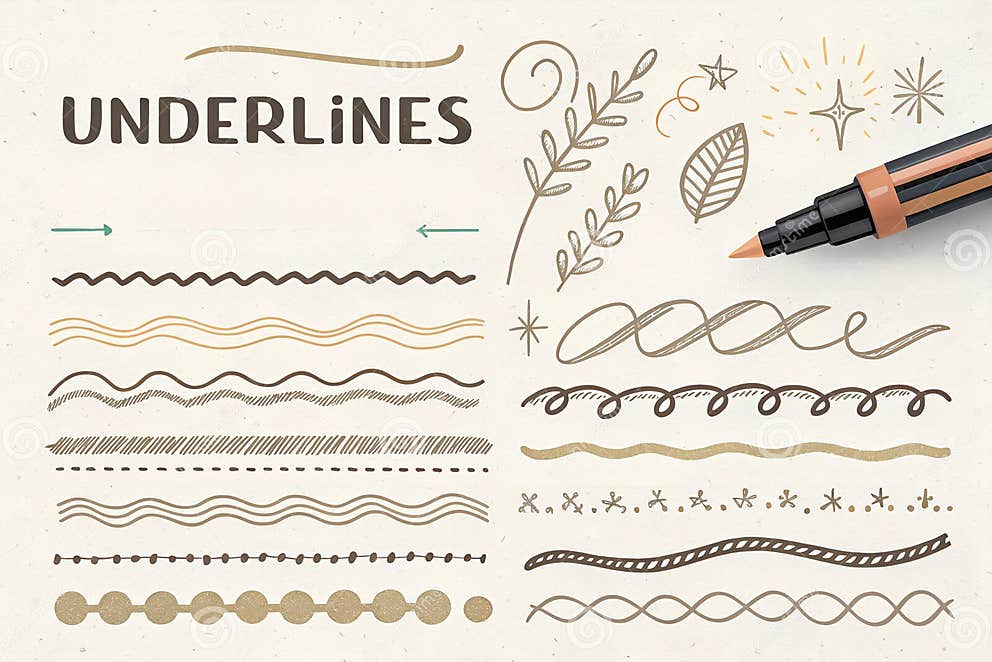 Hand Drawn Collection of Underlines and Highlights for Creative ...