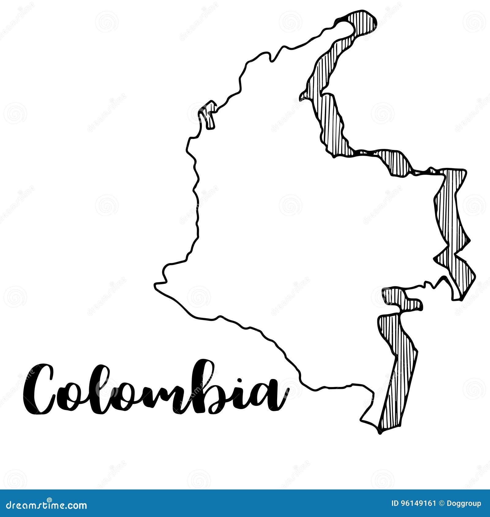 Hand drawn of Colombia map stock illustration. Illustration of colombia ...