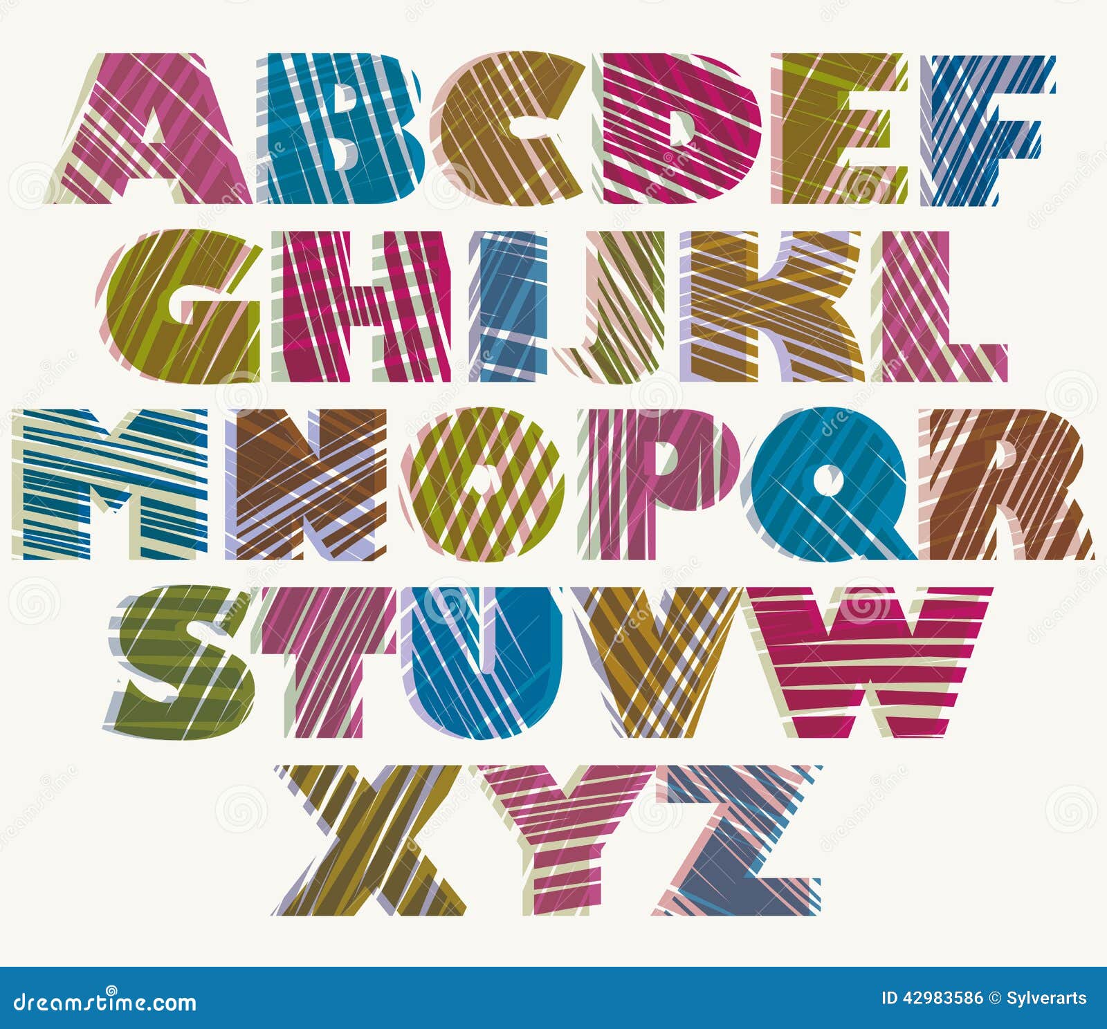 Hand Drawn Color Bold Font. Stock Vector - Illustration of language ...