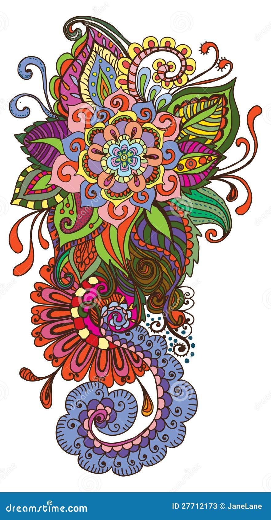 Hand Drawn Color Floral Background Stock Vector - Illustration of ...