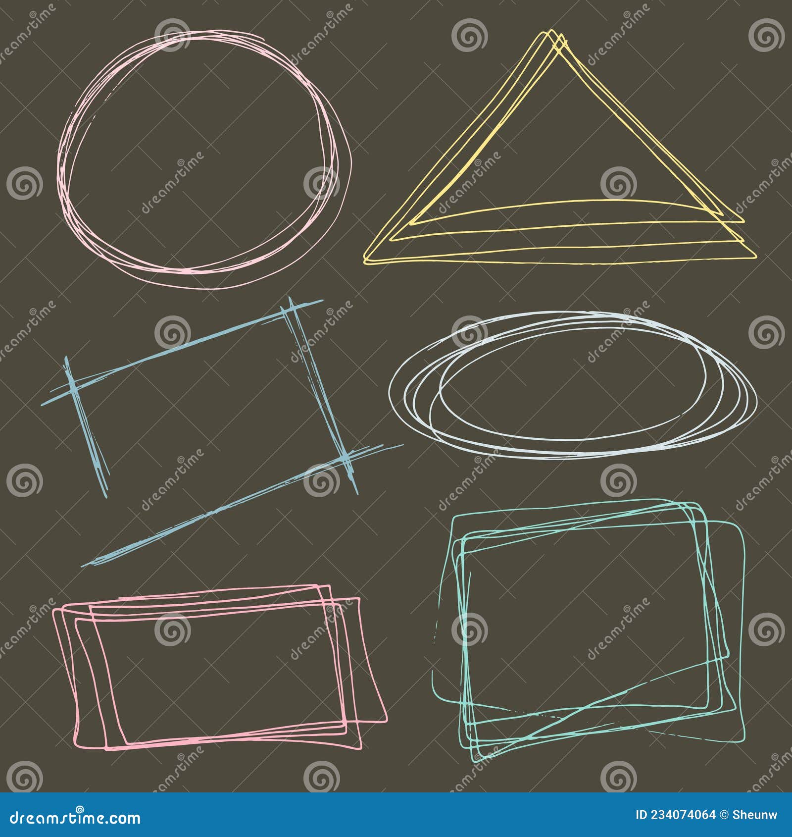 Hand Drawn Color Frames. Simple Drawing Shapes for Your Design and ...