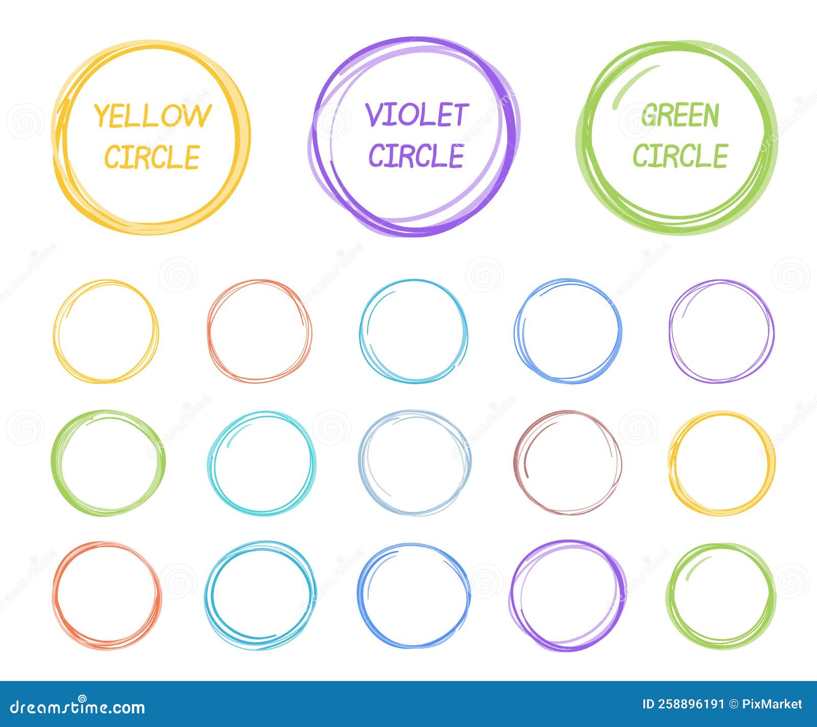 Hand Drawn Colored Circles stock vector. Illustration of element ...