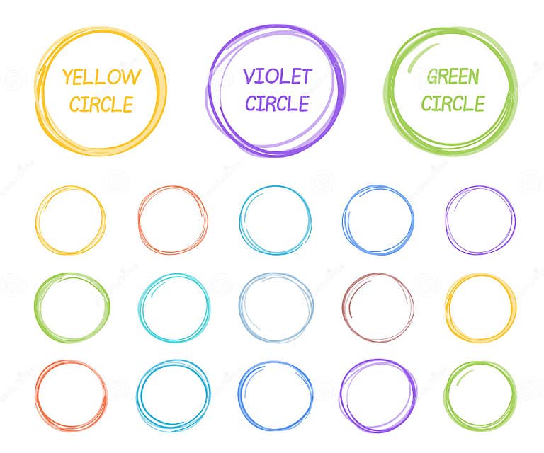 Hand Drawn Colored Circles stock vector. Illustration of element ...