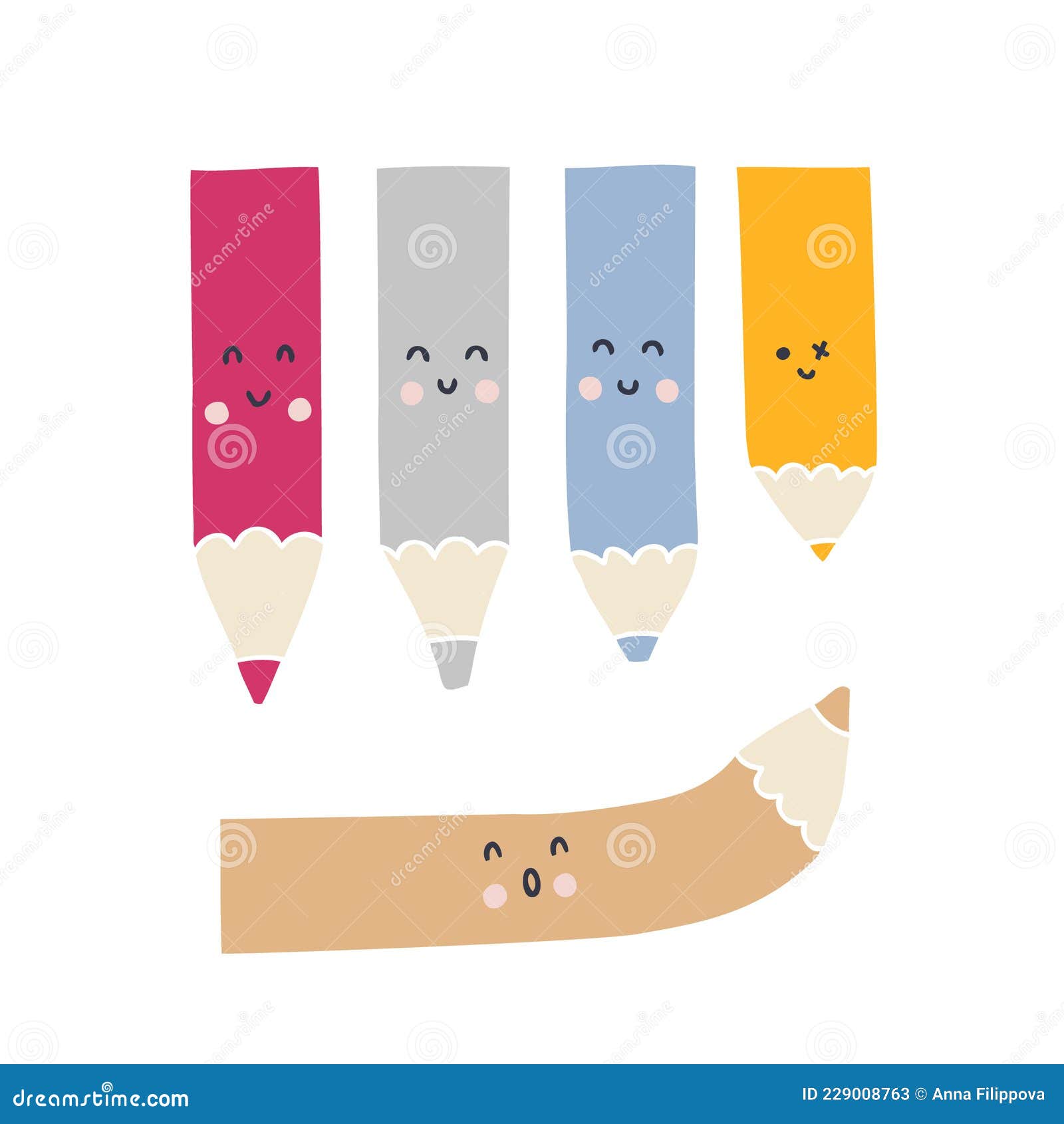 Hand Drawn Colored Pencils Vector Collection. Design for Decoration ...