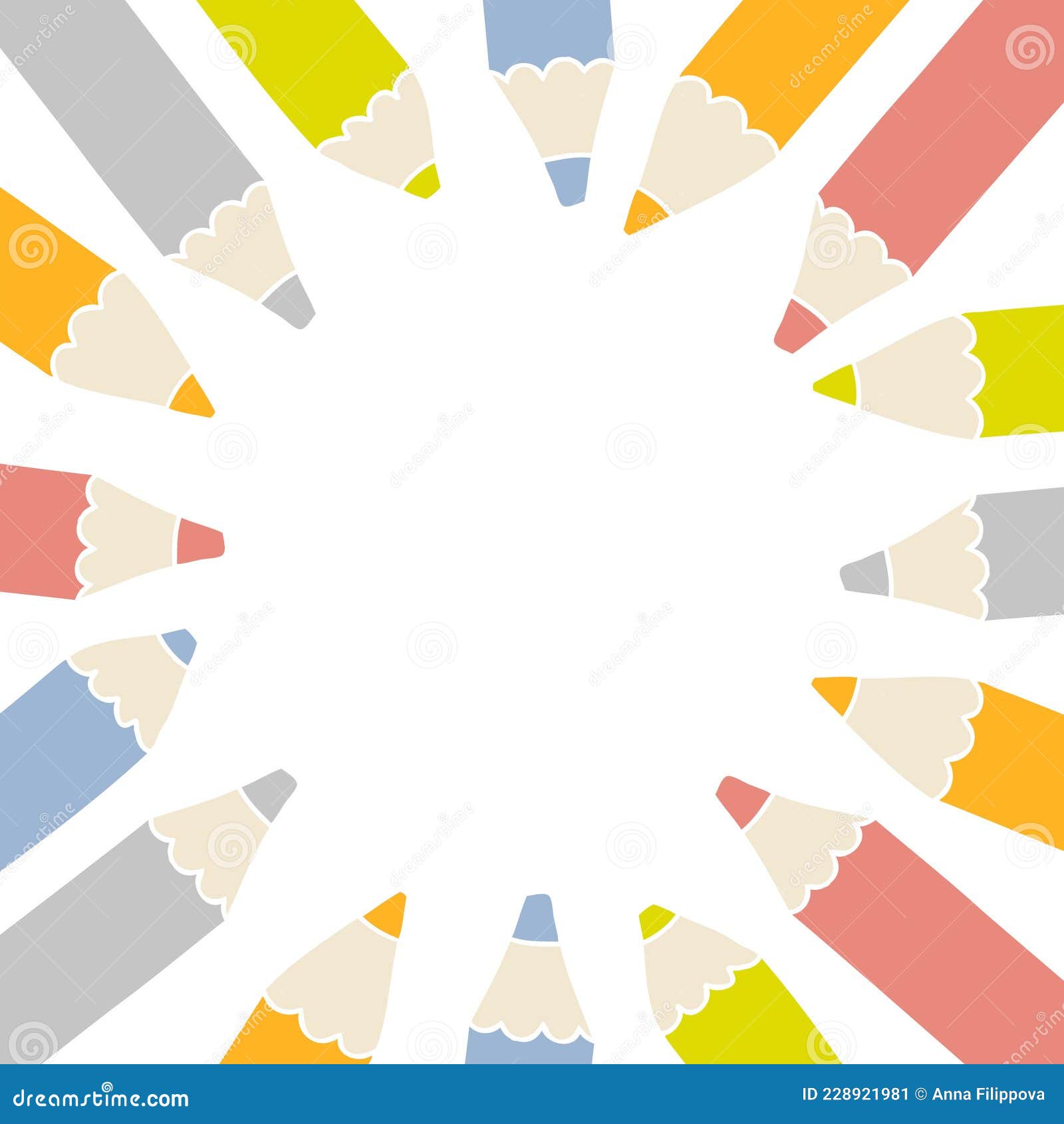 Hand Drawn Colored Pencils Vector Frame. Design for Decoration Notebook ...