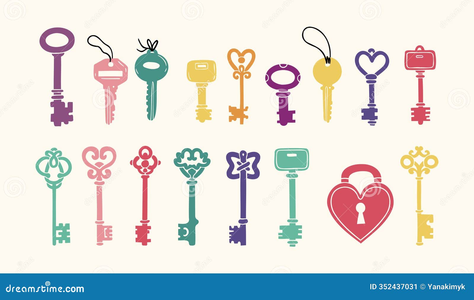 Vector Set Of Keys Icons. Modern And Antique Keys. Types Of Keys ...