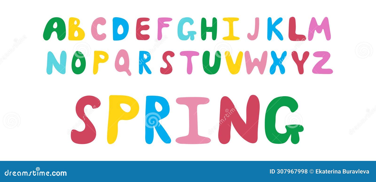 Hand Drawn Colorful Alphabet. Vector Letters. Inscription Spring Stock ...