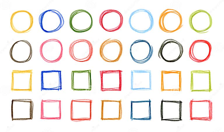 Hand Drawn Colorful Circles and Squares Written by Colored Pencil Stock ... Hand Drawn Colorful Circles and Squares Written by Colored Pencil Stock ...