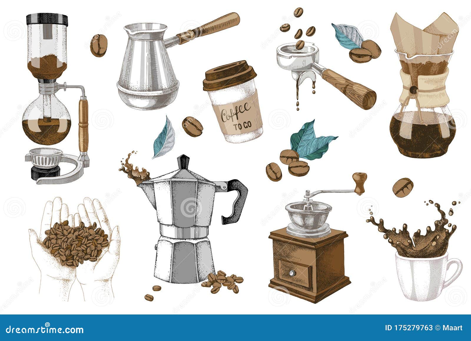 Coffee Making Process Illustration. Hand Drawn Coffee Object In Circle ... Coffee Making Process Illustration. Hand Drawn Coffee Object In Circle ...