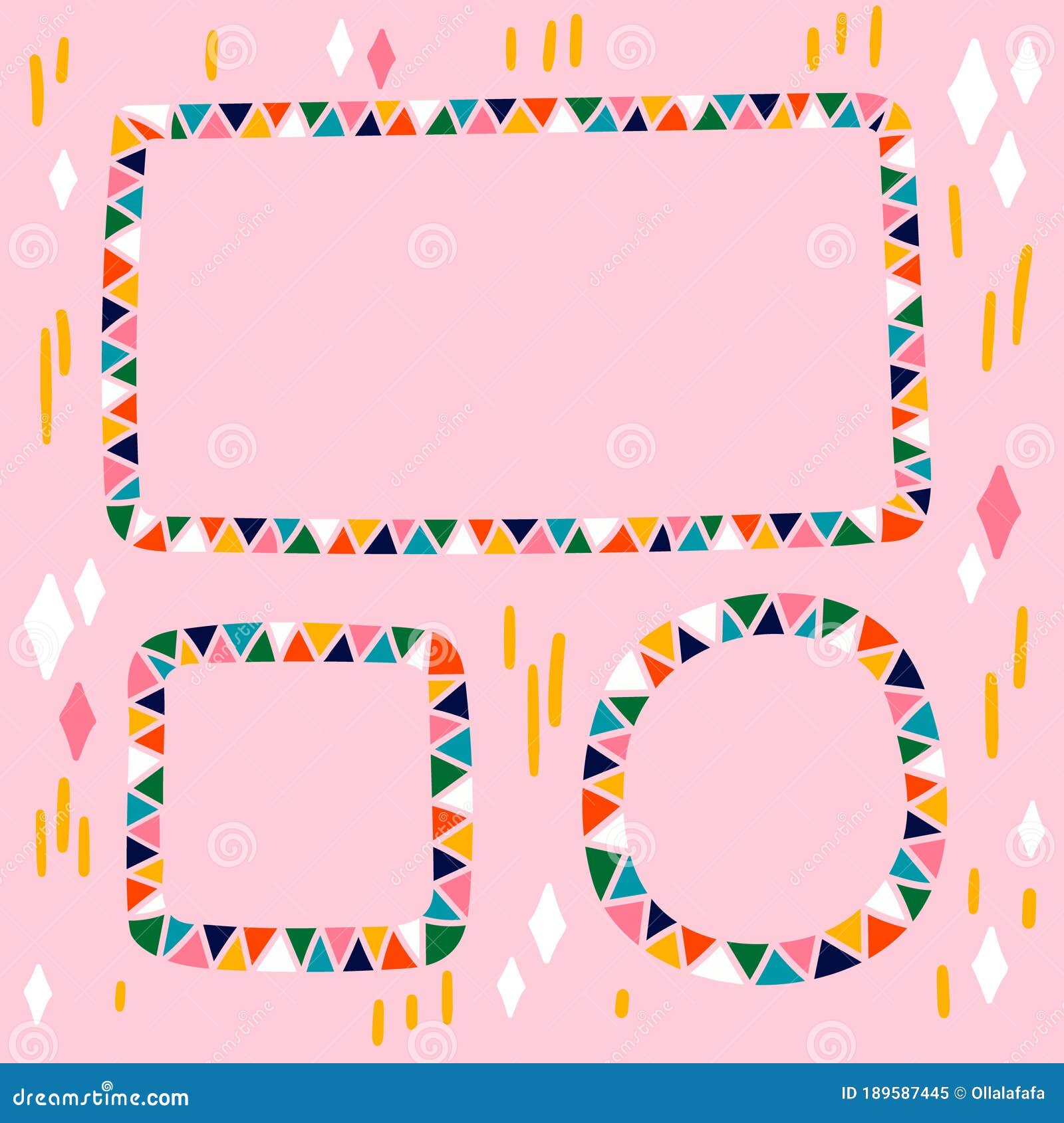 Cute Cartoon Hand Drawn Frames Set. Stock Vector - Illustration of ...