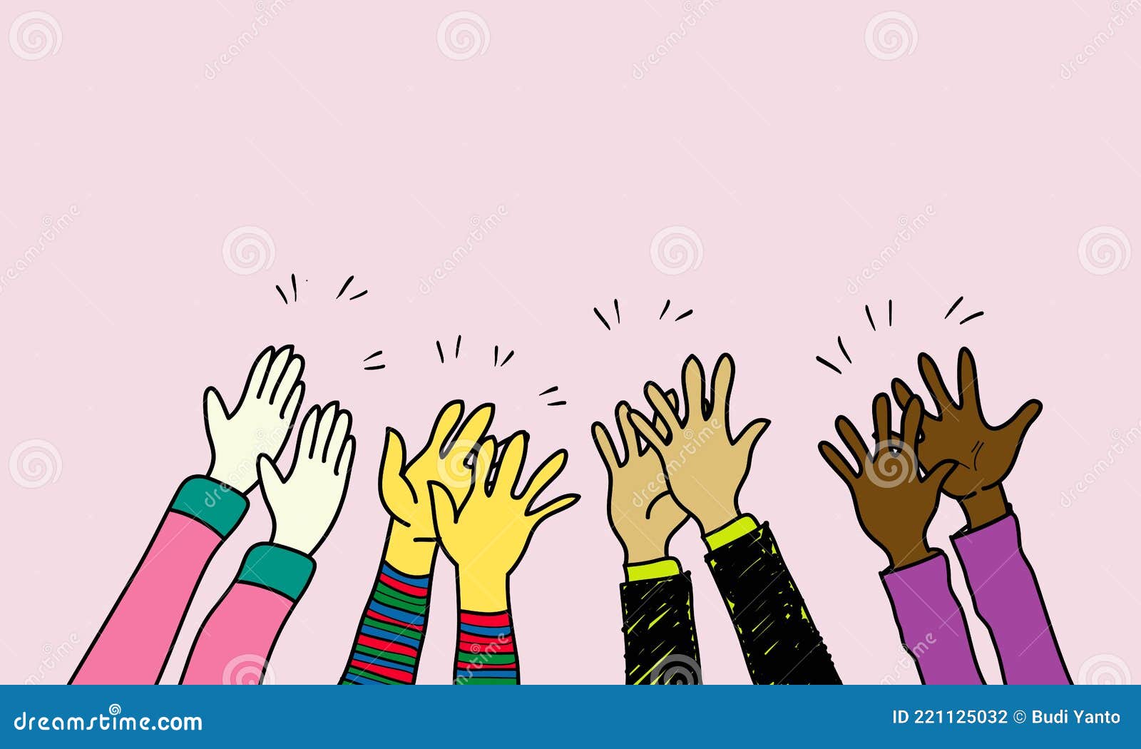 Hand Drawn Colorful of Hands Clapping Ovation. Applause, Thumbs Up ...