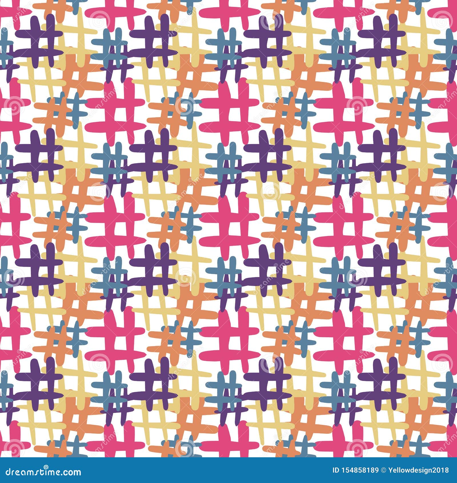 Hand Drawn Colorful Hashtag Icon Seamless Pattern Stock Illustration ...