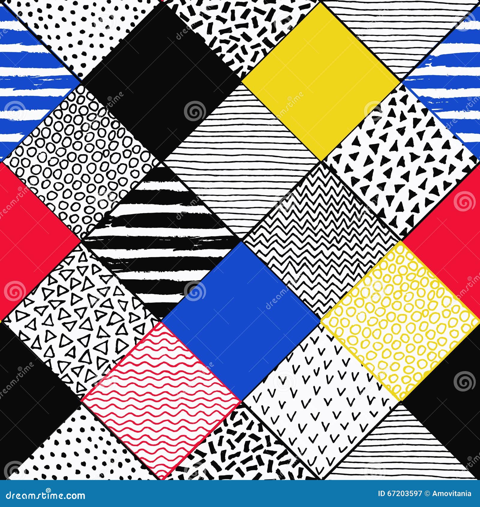 Hand Drawn Colorful Patchwork Background Stock Vector - Illustration of ...