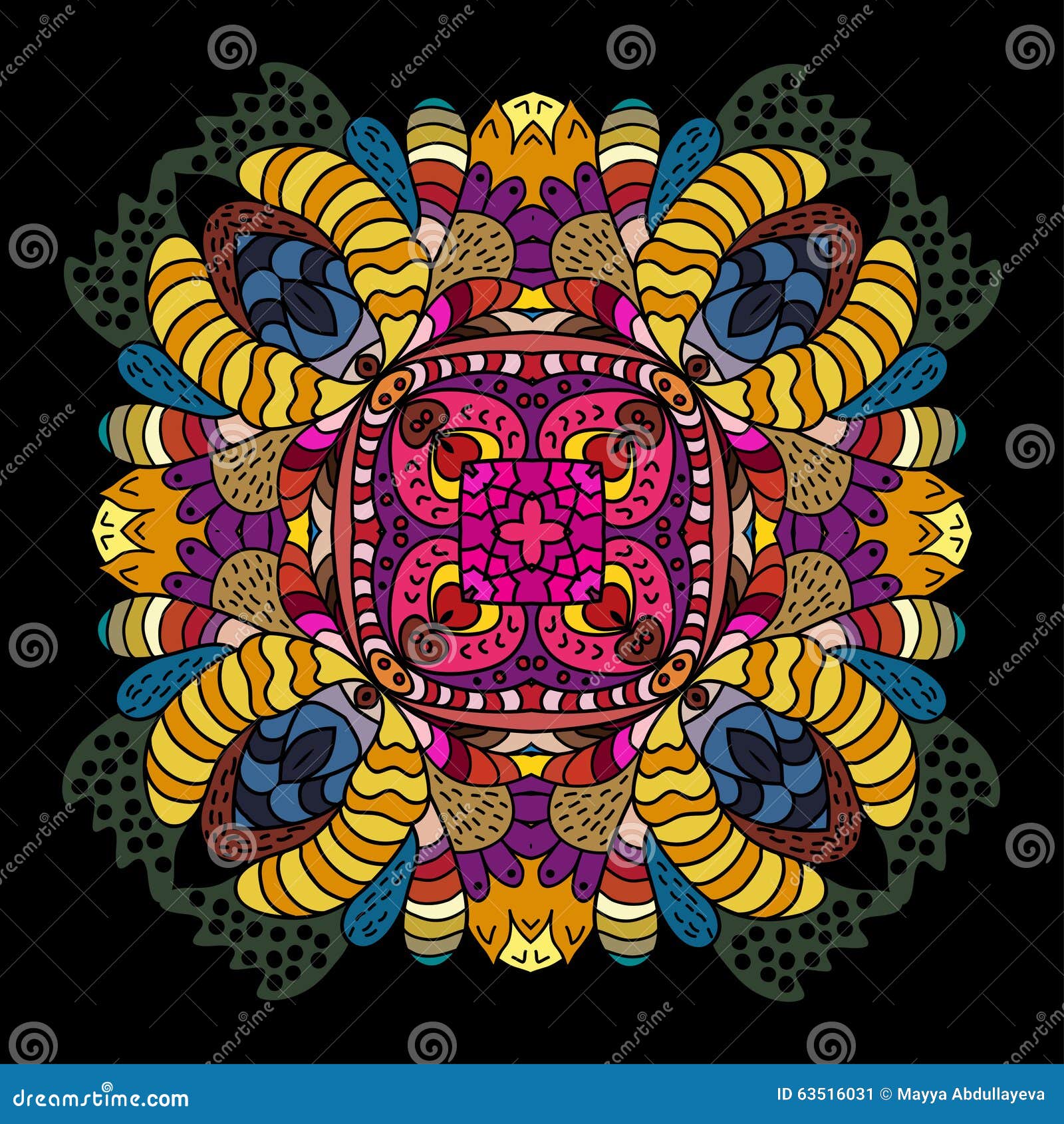 Hand Drawn Colorful Pattern Stock Vector - Illustration of colorful ...