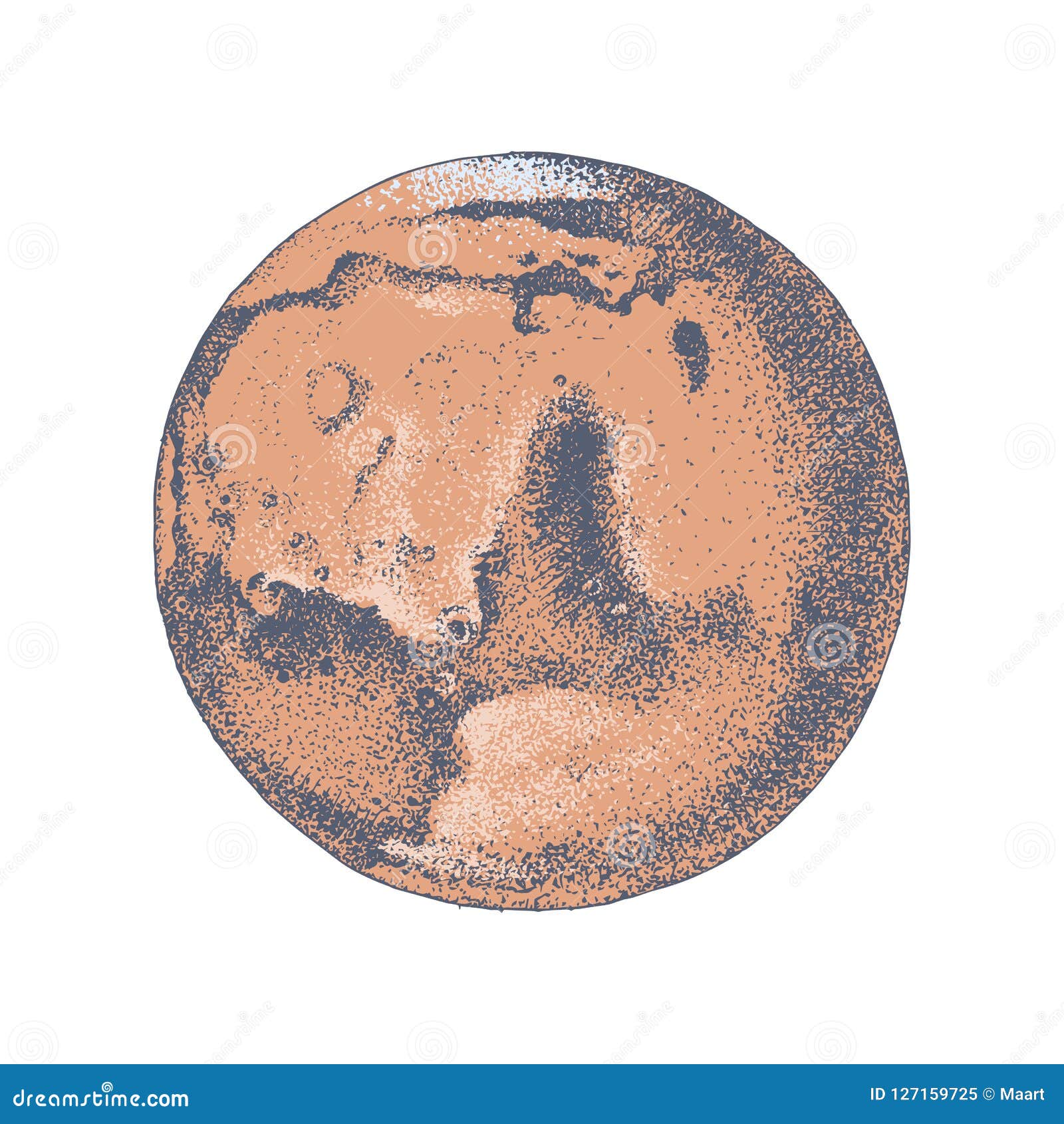 Hand drawn planet Mars stock vector. Illustration of background - 127159725