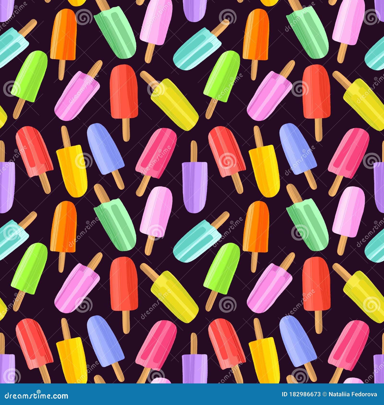 Hand Drawn Colorful Popsicles Seamless Pattern Background. Stock Vector ...