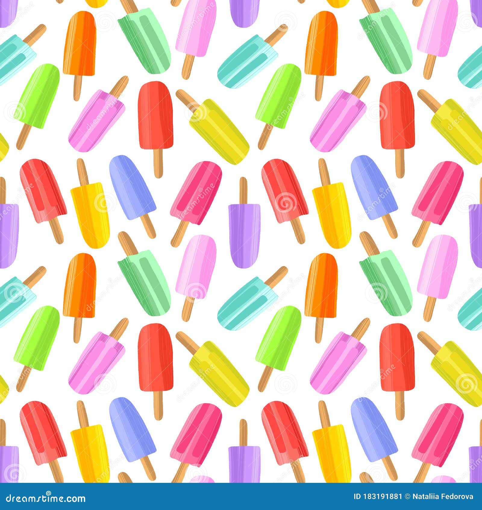 Hand Drawn Colorful Popsicles Seamless Pattern Background. Stock Vector ...
