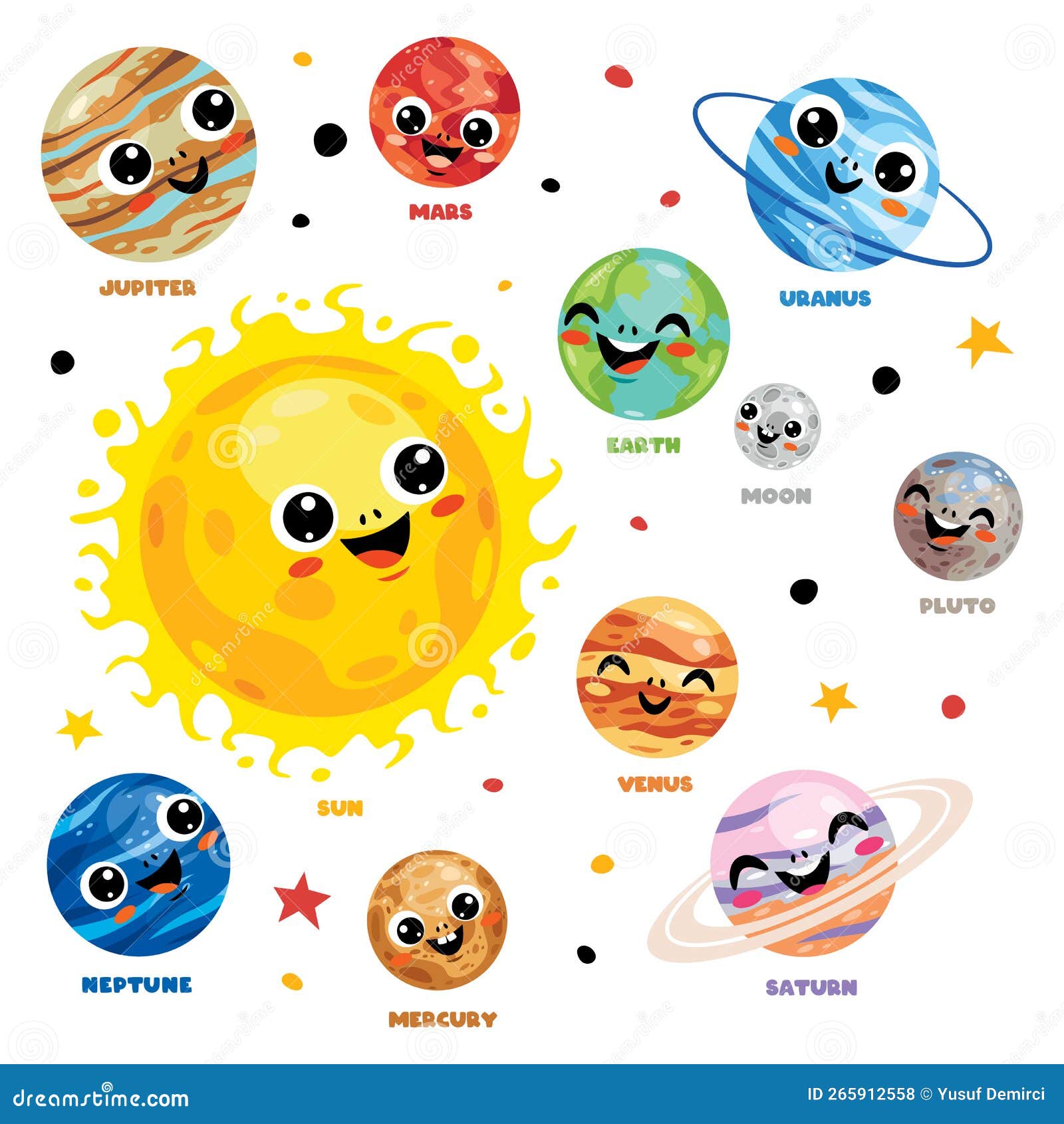 Hand Drawn Colorful Space Elements Stock Illustration - Illustration of ...