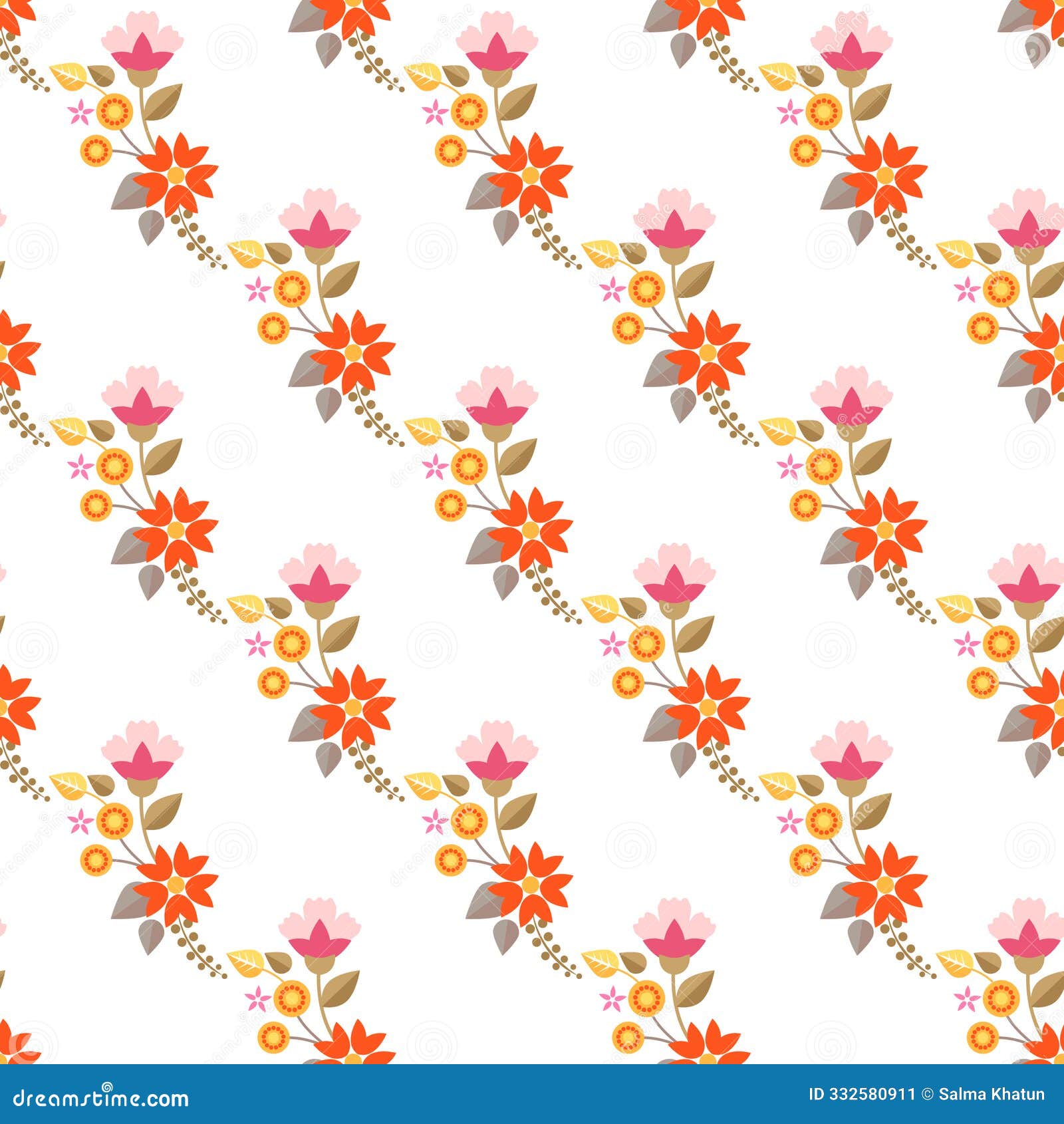 Hand Drawn Colour Small Flower Pattern Design Stock Illustration ...