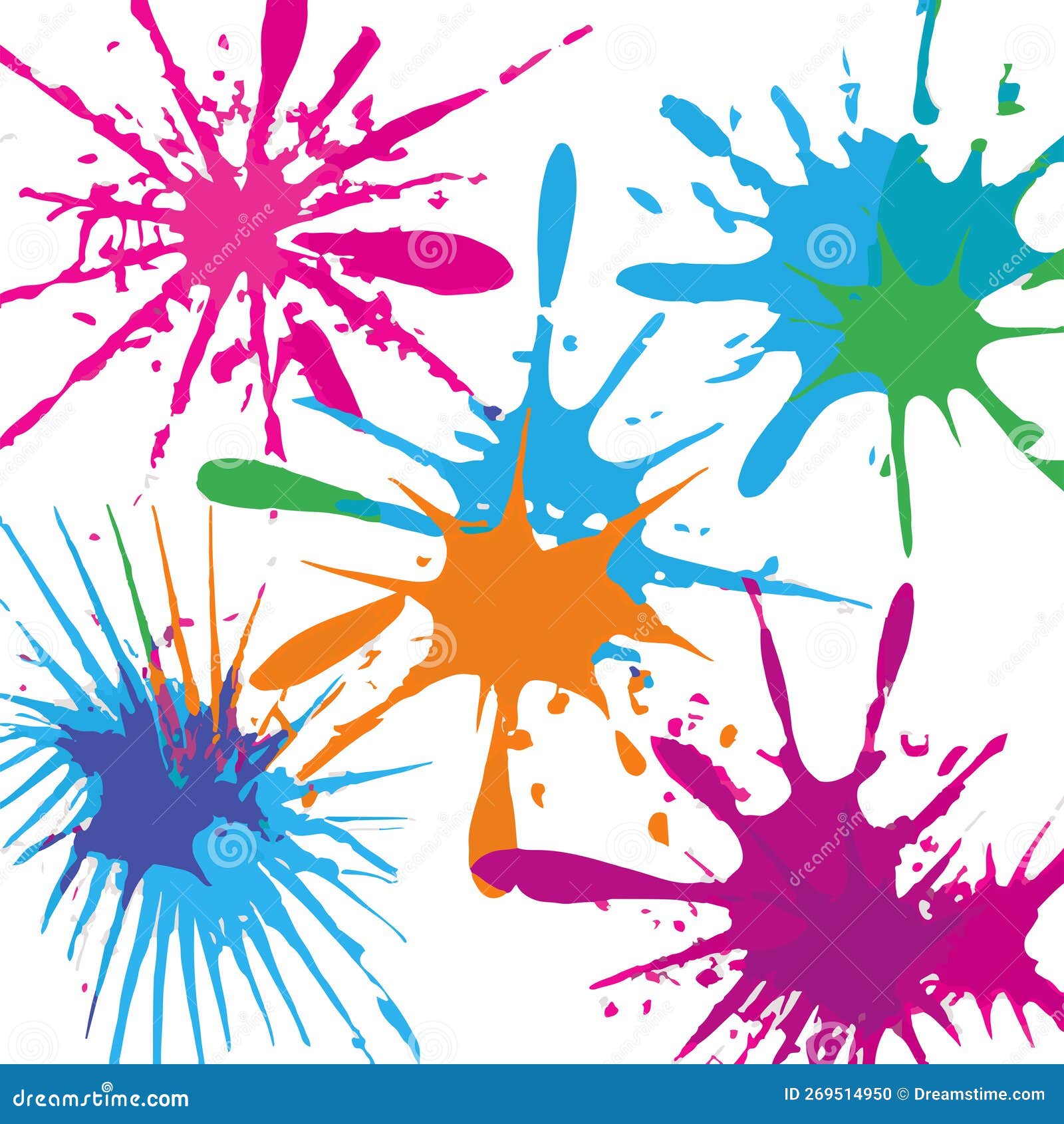 Hand-Drawn Colourful Splashes Vector Style Stock Vector - Illustration ...