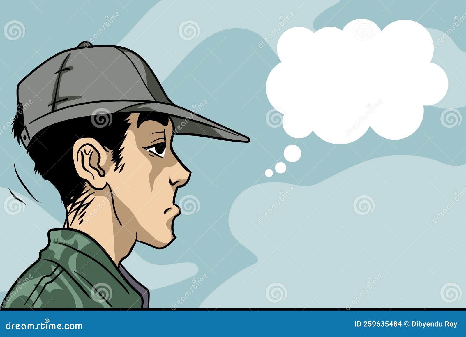 Hand Drawn Comic Character of a Young Man Walking in a Sad Mood Stock ...